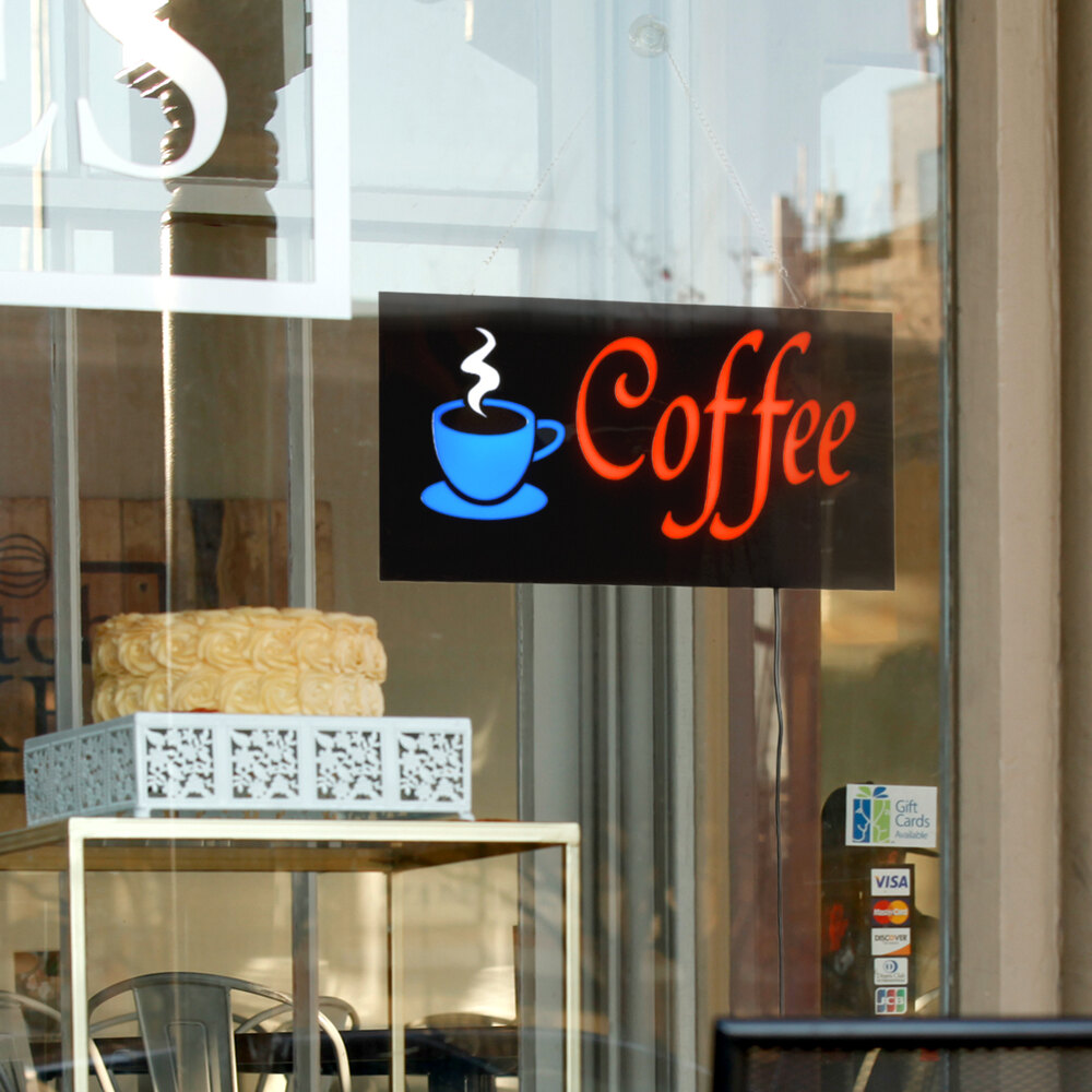Choice 19" x 10" LED Solid Rectangular Coffee Sign with Two Display Modes