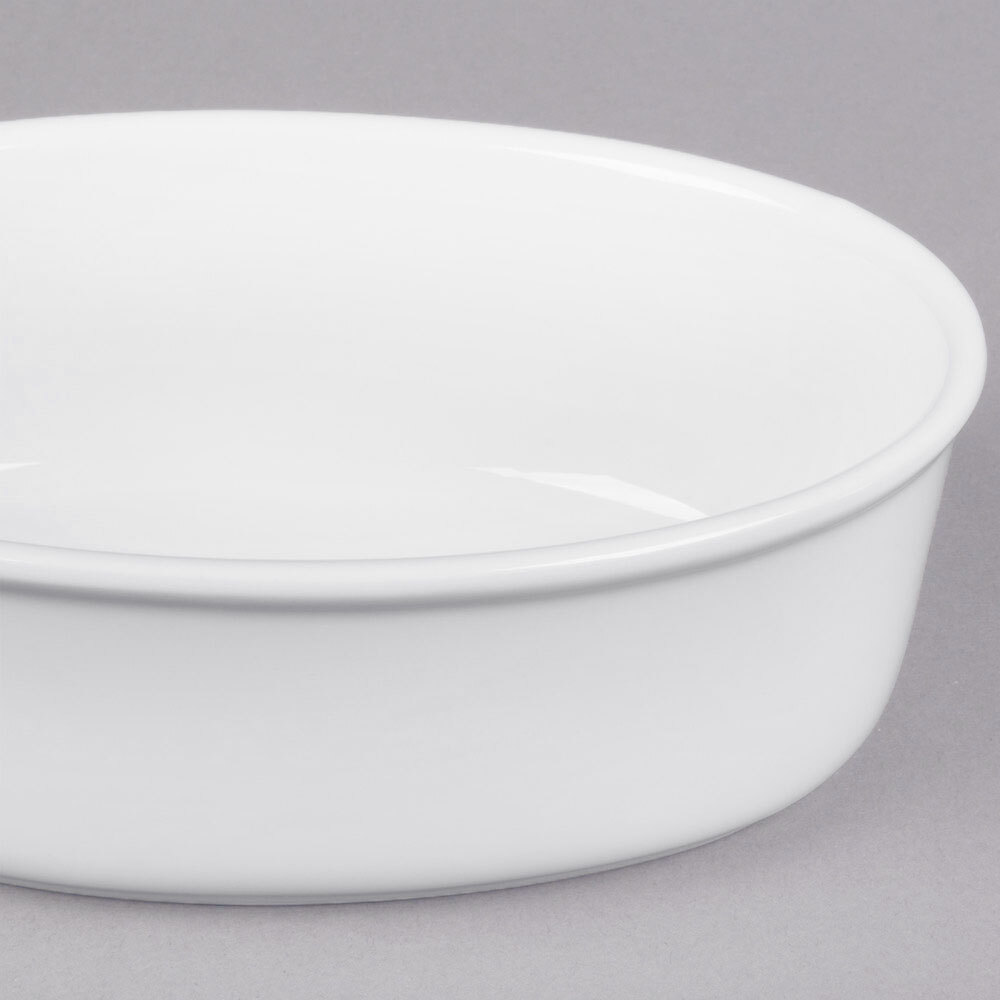 CAC ODP-4 22 oz. White Oval Deep Dish Porcelain Serving Platter - 24/Case