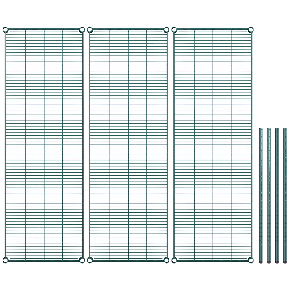 Regency 21" x 60" NSF Green Epoxy 3-Shelf Kit with 34" Posts
