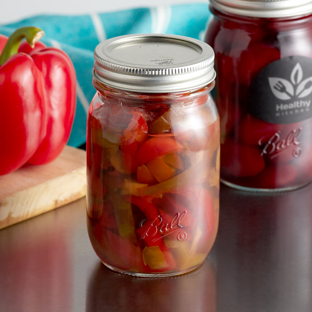 Ball 1440061501 16 Oz Pint Regular Mouth Smooth Sided Glass Canning Jar With Silver Metal Lid