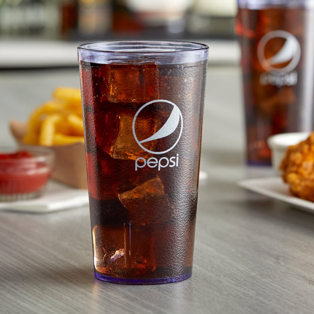 GET 6616-BP 16 oz. Blue Pepsi® SAN Plastic Pebbled Tumbler - 24/Pack