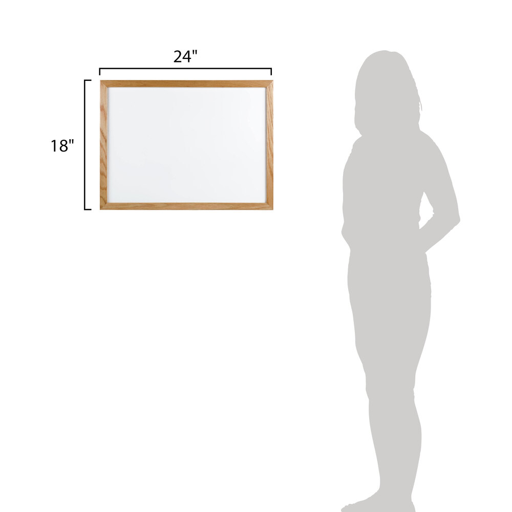 Aarco WOC1824NT-B OAK 18" x 24" Oak Frame White Marker Board