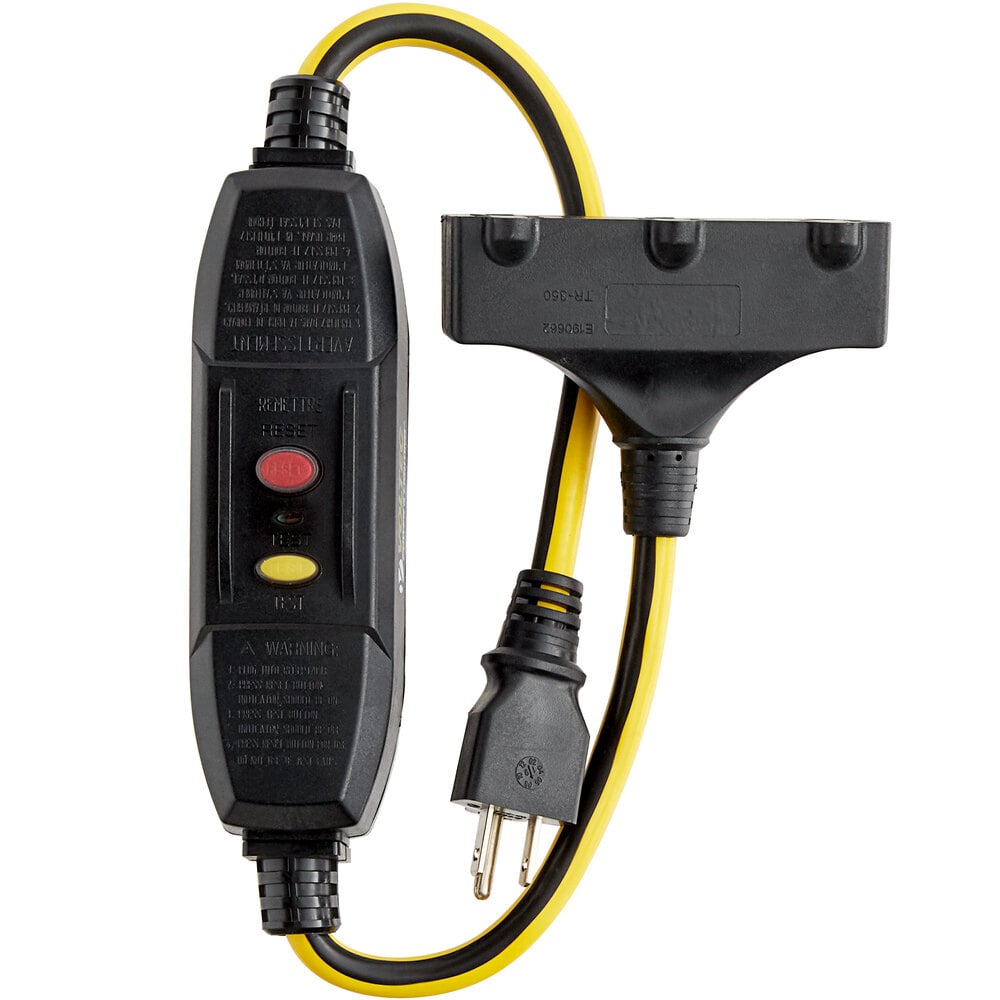 Voltec 04-00105 2' Black/Yellow 12/3 In-Line 15 Amp GFCI Power Cord ...