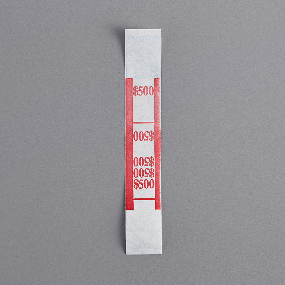 Red Self-Adhesive Currency Strap - $500 - 1000/Case