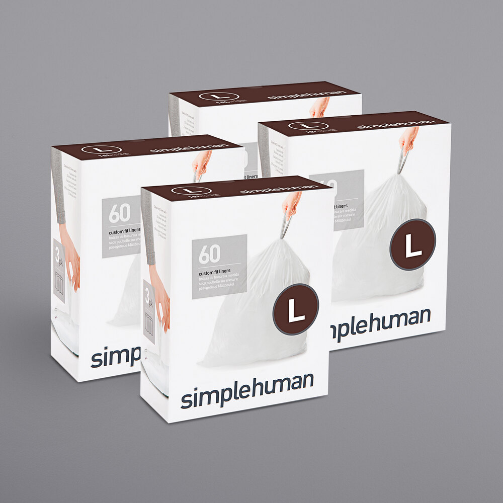 simplehuman CW0407MC 4.8 Gallon / 18 Liter Code L White Custom Fit ...