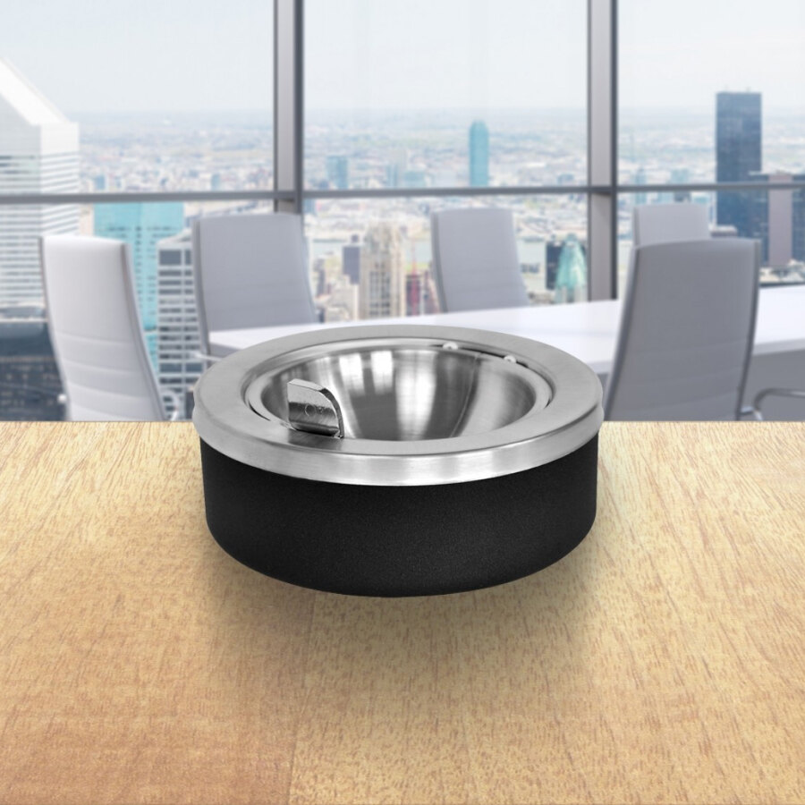 Ex-Cell Kaiser 63 BLX Black 8" x 4" Large Capacity Tabletop Ashtray ...