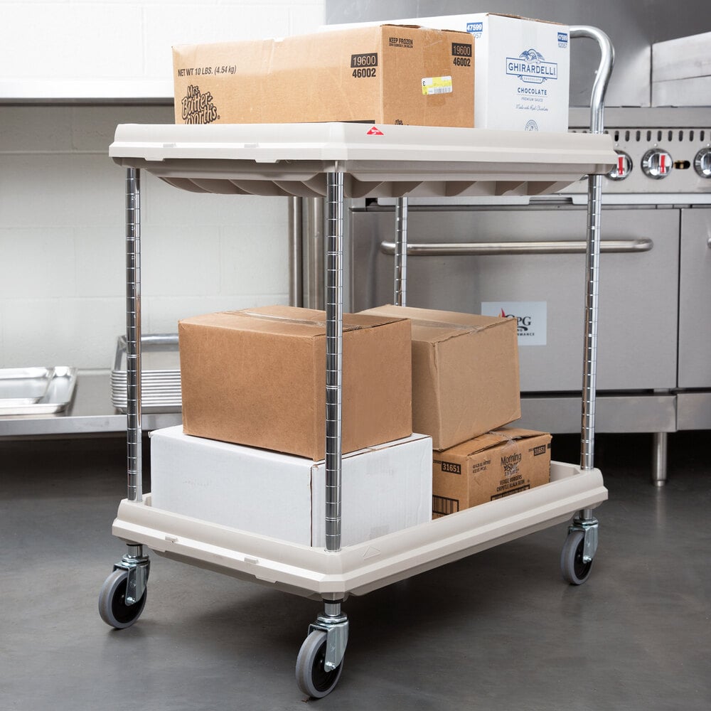 Metro BC2030-2DG Gray Utility Cart with Two Deep Ledge Shelves 32 3/4 ...