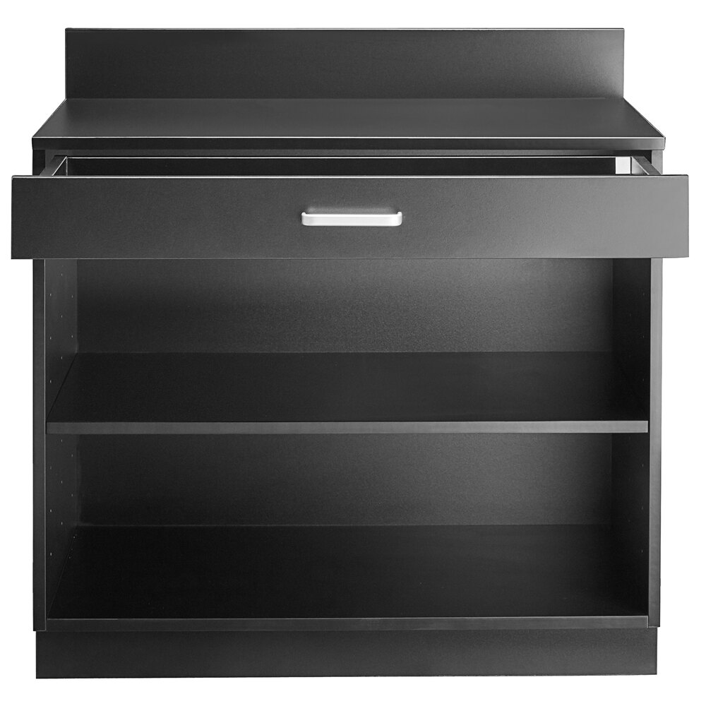 Lancaster Table & Seating 36" Black Waitress Station with Drawer and ...
