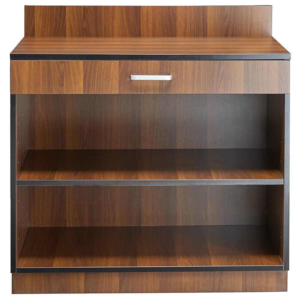 Lancaster Table & Seating 36" Walnut Waitress Station with Drawer and ...