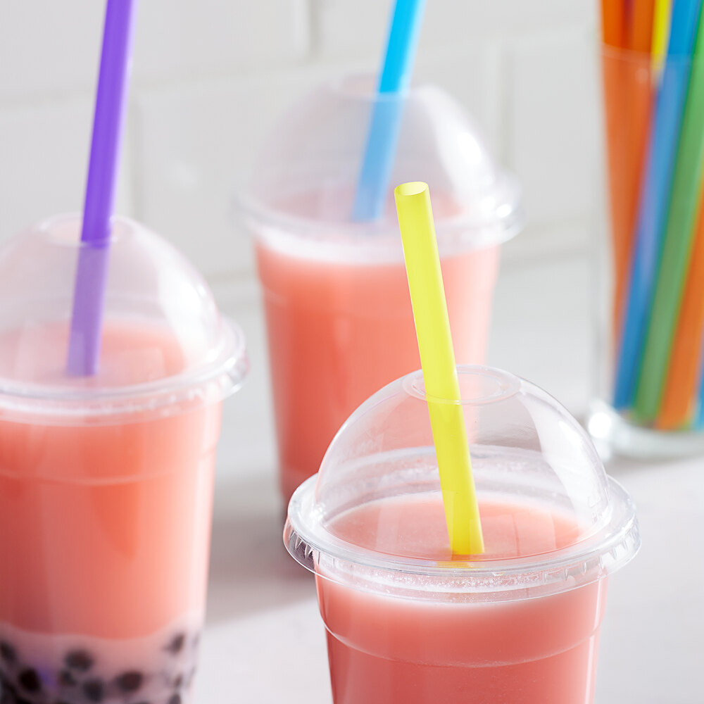 Choice 9" Neon Pointed Unwrapped Milk Tea Straw - 3500/Case