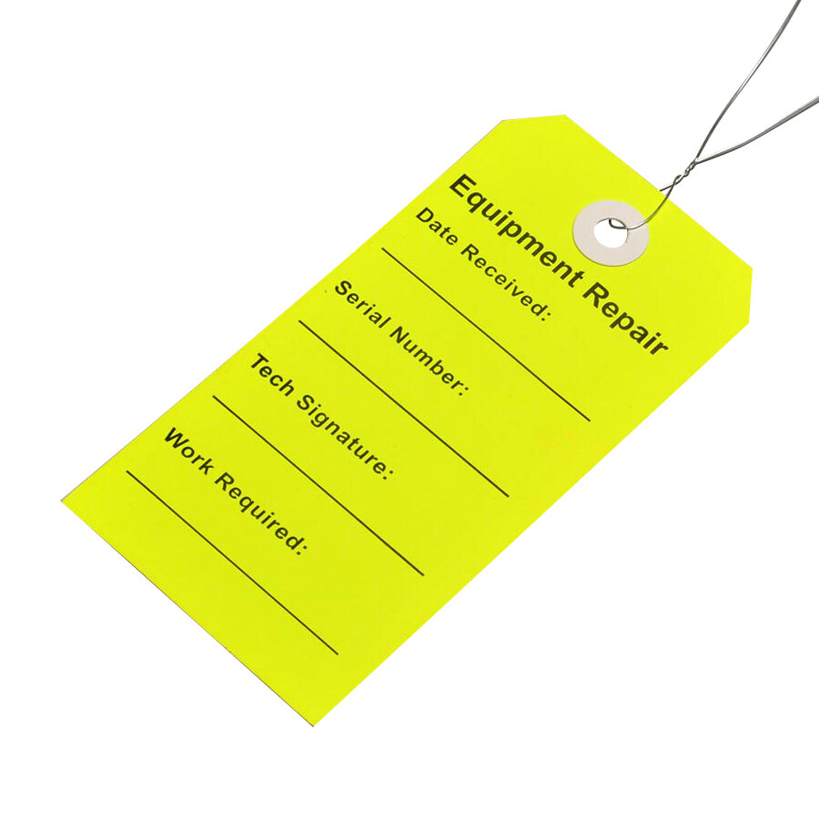 LK Packaging TREL 2 5/16" x 4 3/4" Lemon "Equipment Repair" Tag with ...
