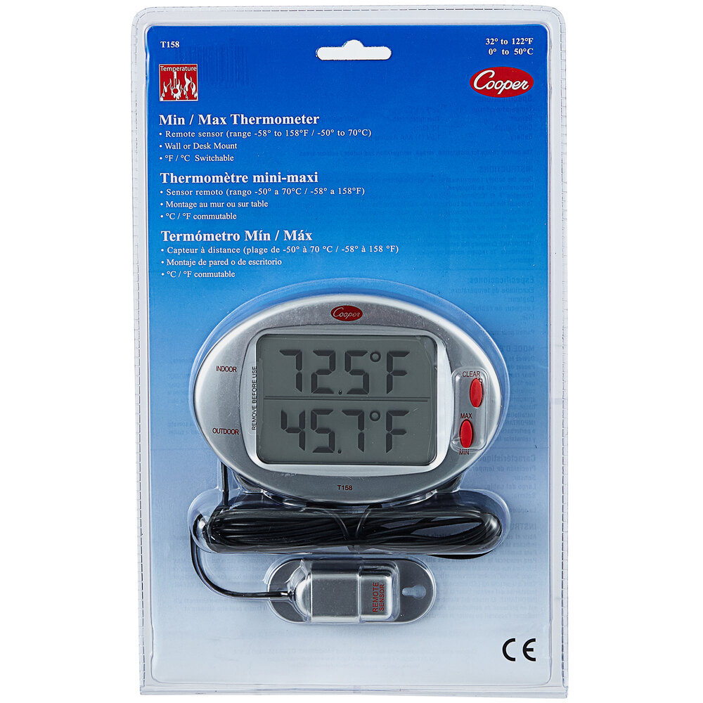Cooper-Atkins T158-0-8 Digital Indoor / Outdoor Thermometer with Remote