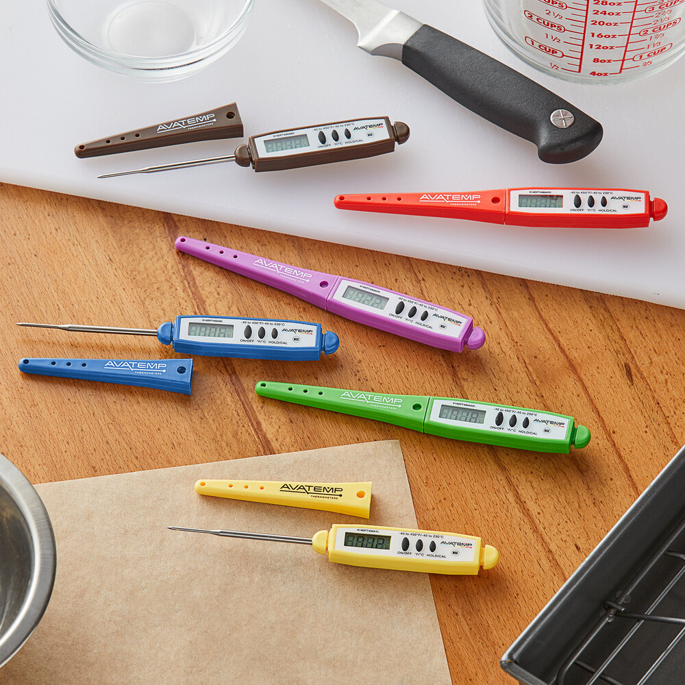 AvaTemp 2 3/4" HACCP Waterproof Digital Pocket Probe Thermometers - 6/Set