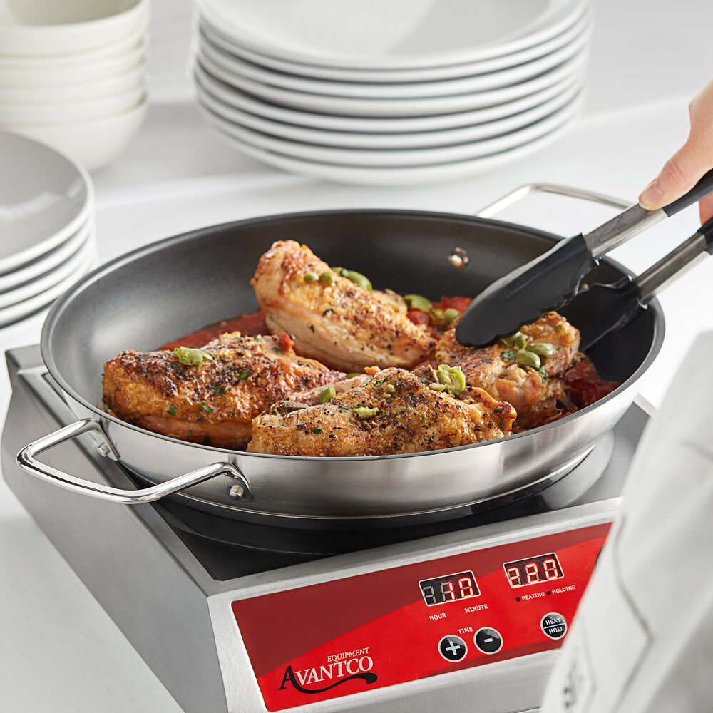 Vigor 12" Stainless Steel Non-Stick Fry Pan with Aluminum-Clad Bottom ...