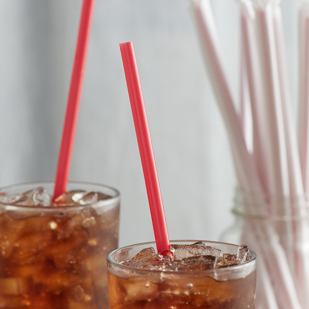 10 1/4" Giant Red Wrapped Straw - 2000/Case