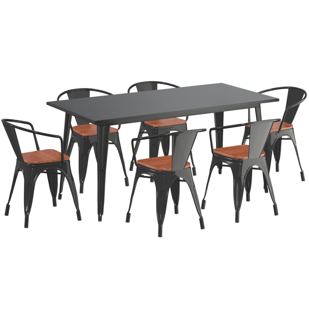 Lancaster Table & Seating Alloy Series 63" x 32" Black Dining Height ...