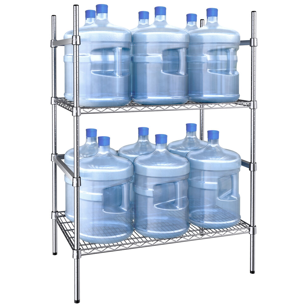 Regency 12-Bottle Chrome 5 Gallon Water Bottle Rack - 24" x 36" x 54 ...