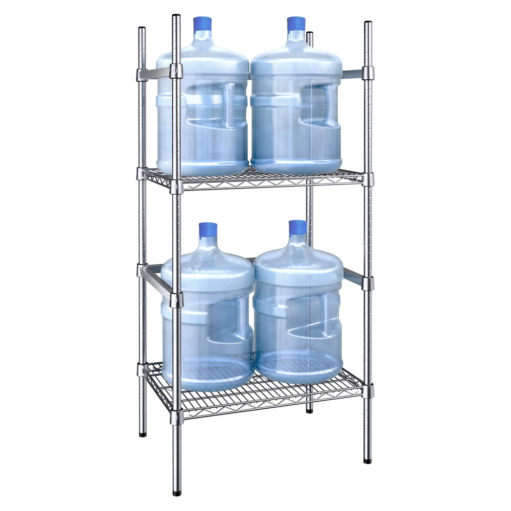 Regency 4-Bottle Chrome 5 Gallon Water Bottle Rack - 18" x 24" x 54 ...