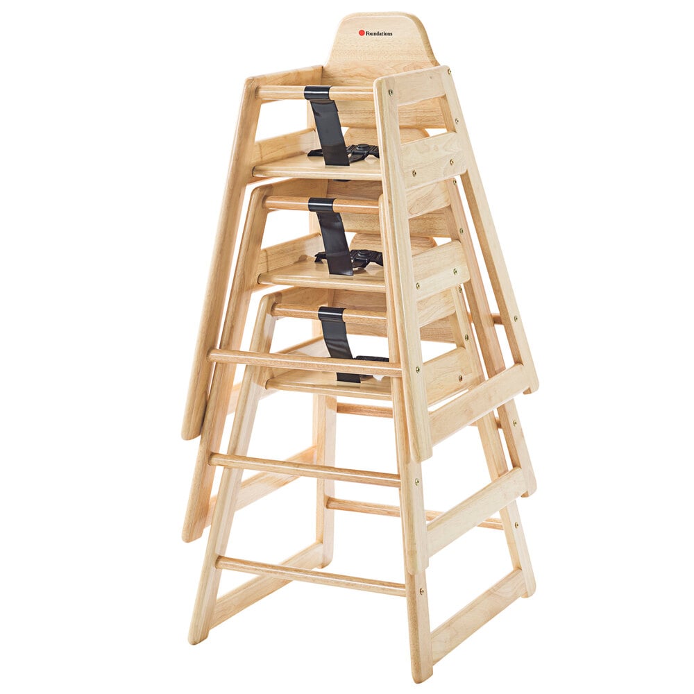 Foundations 4522046 NeatSeat Stackable Hardwood High Chair with Natural ...