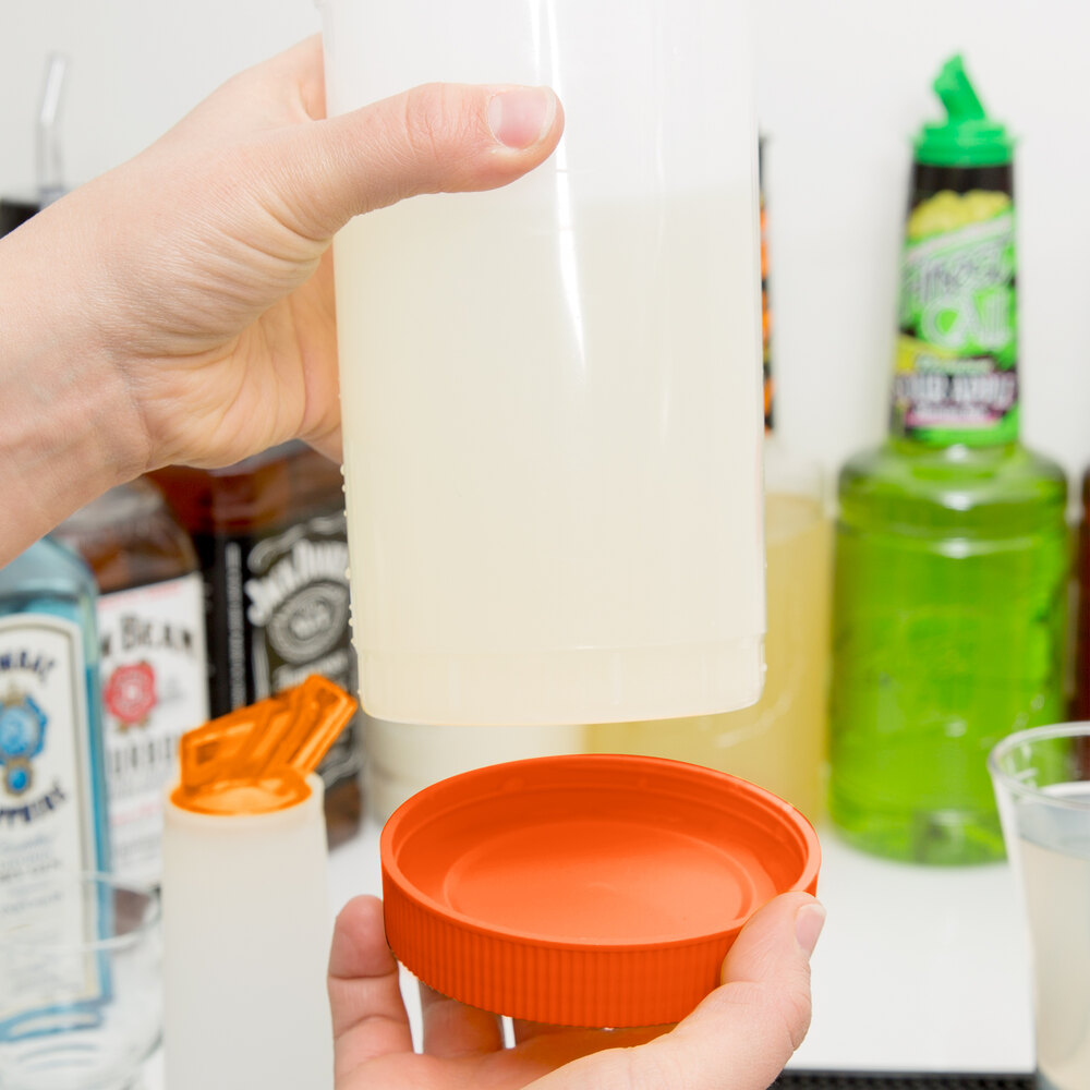 Carlisle PS601N24 Store 'N Pour 1 Qt. White Container with Orange Spout ...