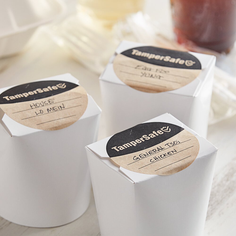 TamperSafe 3" Round Kraft Paper Tamper-Evident Label - 250/Roll