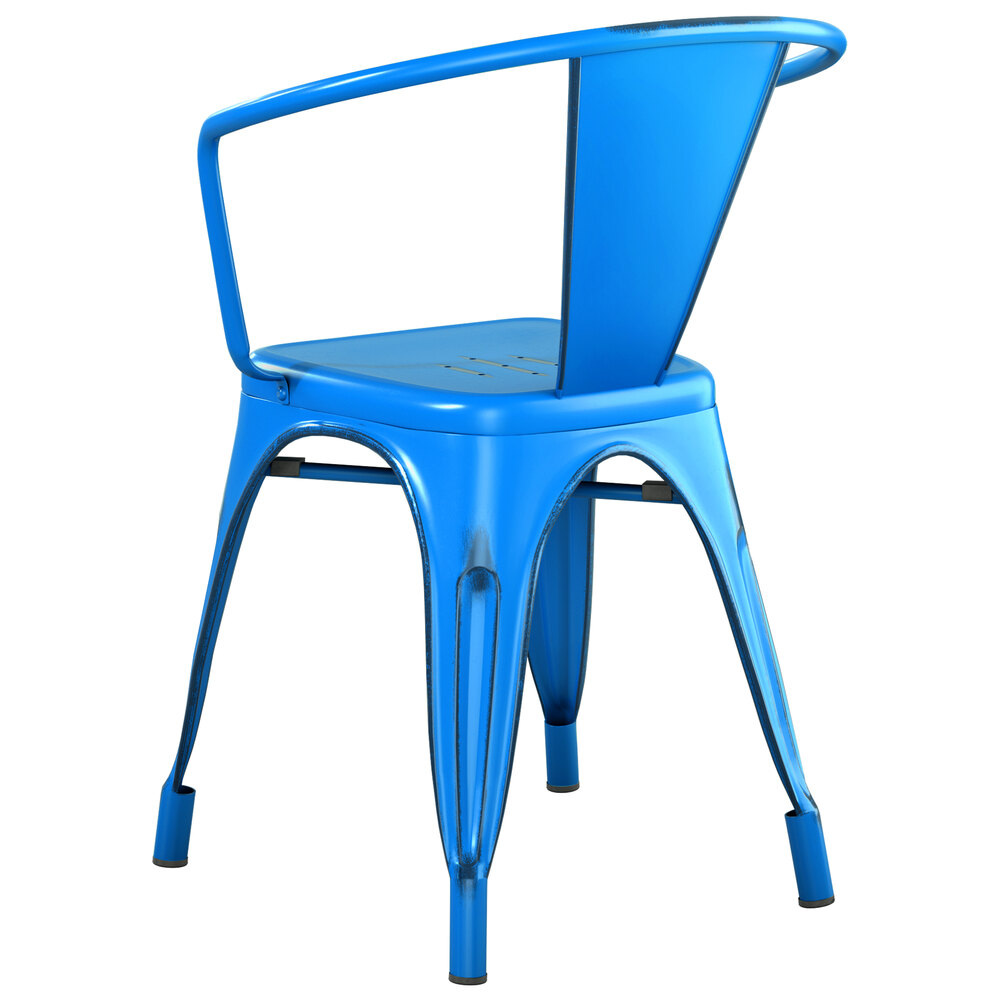 Lancaster Table & Seating Alloy Series Distressed Blue Metal Indoor ...