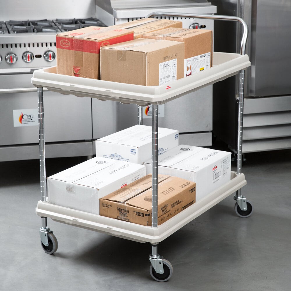 Metro BC2636-2DG Gray Utility Cart with Two Deep Ledge Shelves - 38 3/4 ...