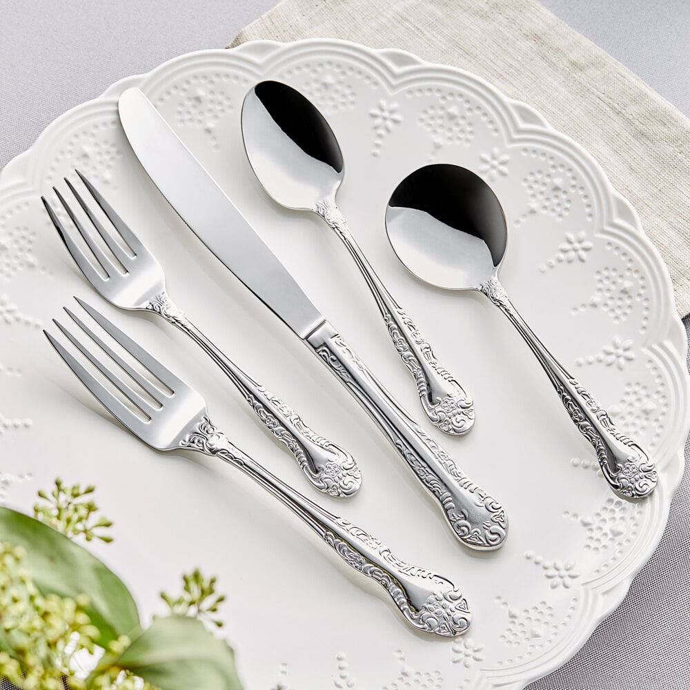 Acopa Capulet 18/0 Stainless Steel Heavy Weight Flatware Set with ...