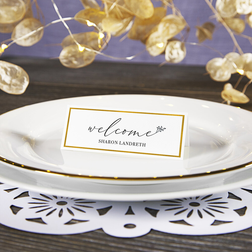 Avery 35701 1 7 16 X 3 3 4 White Place Cards With Gold Border 150 Pack