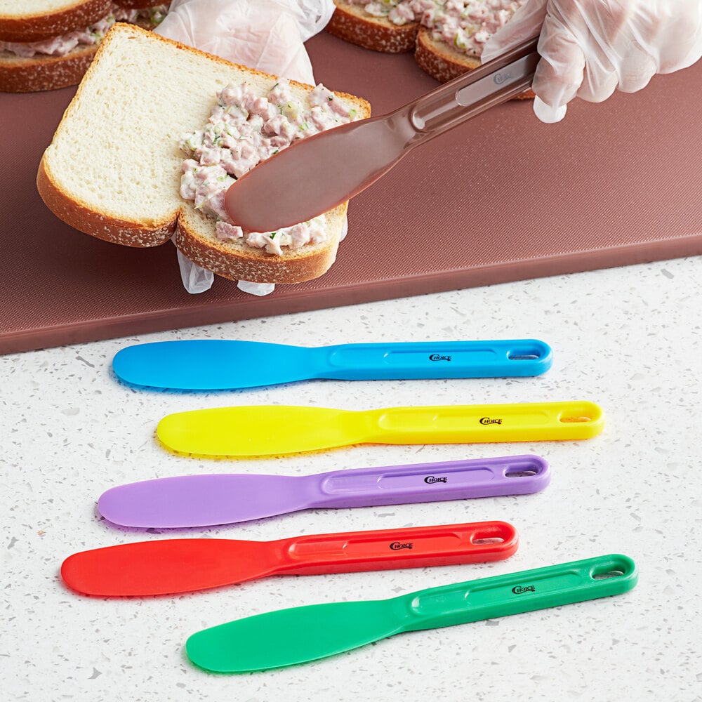 Choice 7 3/4" 6-Piece HACCP Smooth Polypropylene Sandwich Spreader Set