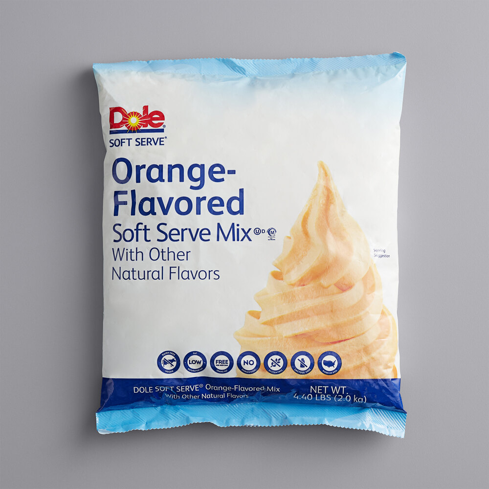 DOLE SOFT SERVE 4.4 lb. Orange Soft Serve Mix - 4/Case