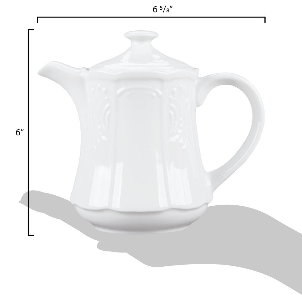 Tuxton CHT-170 Chicago 18 oz. Bright White China Teapot - 12/Case
