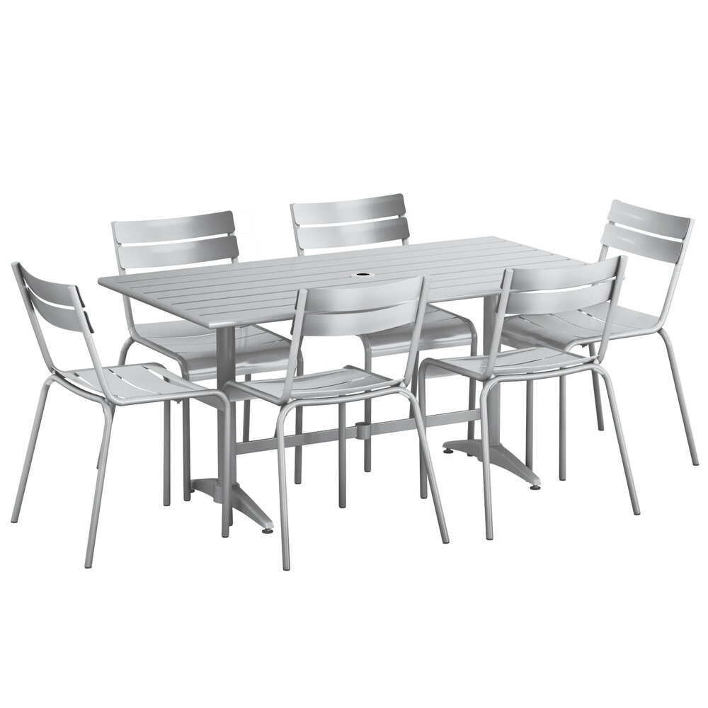 Lancaster Table & Seating 32" x 60" Silver Powder-Coated Aluminum ...
