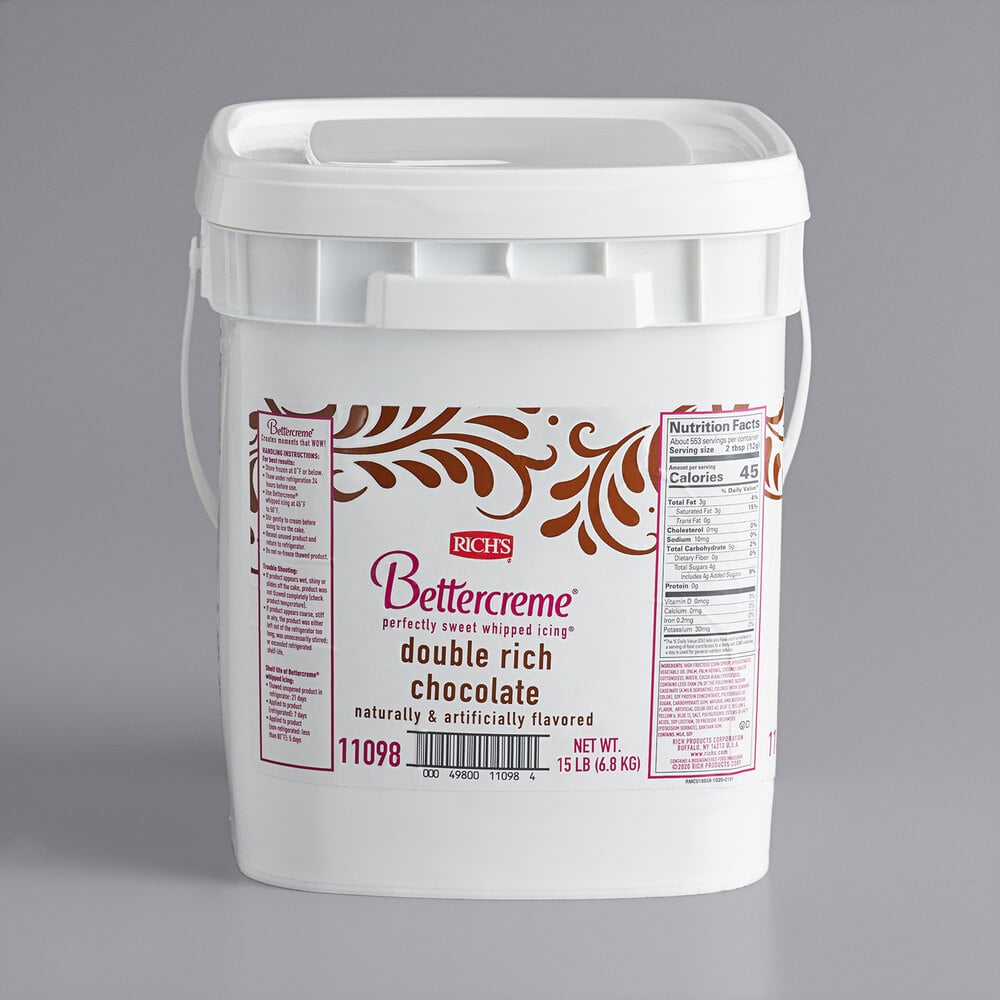 Rich's Bettercreme Double Rich Chocolate Whipped Icing - 15 lb. Pail