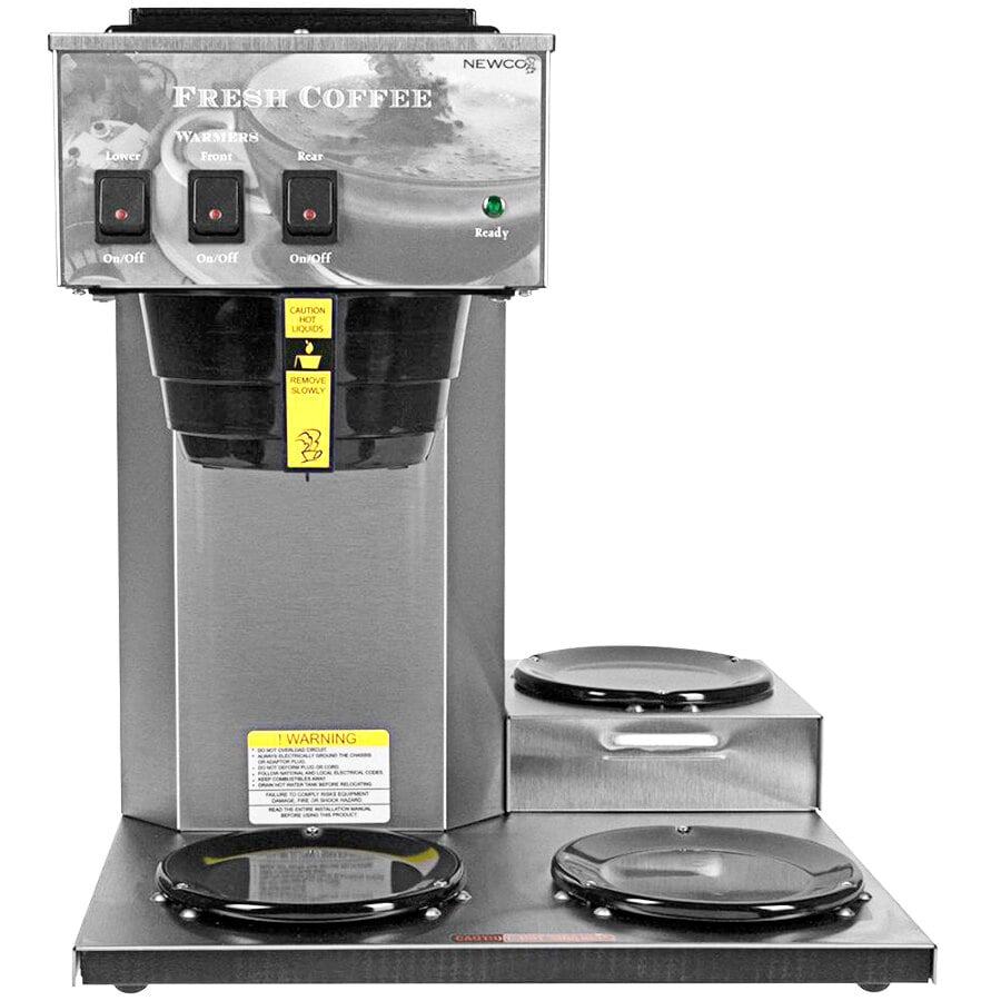 Newco 101879 AK-3 Pourover Coffee Brewer with 3 Warmers - 120V