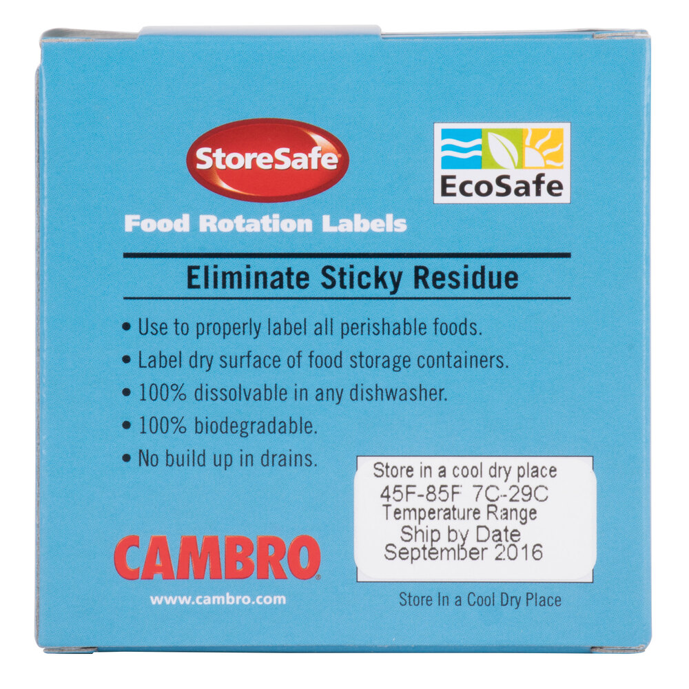 Cambro 23SLB250 250 Count StoreSafe 3" x 2" Printed Dissolvable Product ...