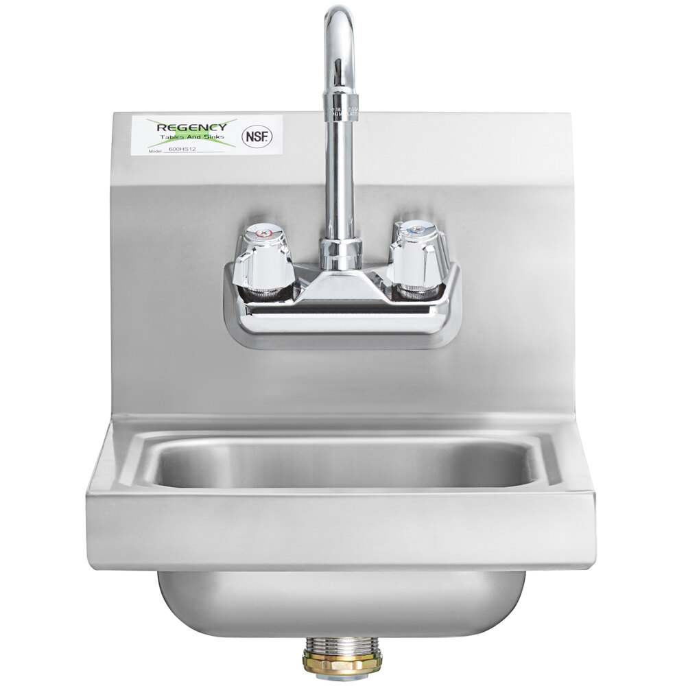 Regency 12" x 16" Wall Mounted Hand Sink with Gooseneck Faucet