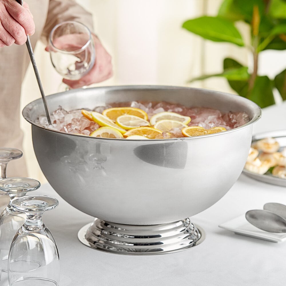 Choice 14 Qt. Stainless Steel Punch Bowl with Mirror Finish