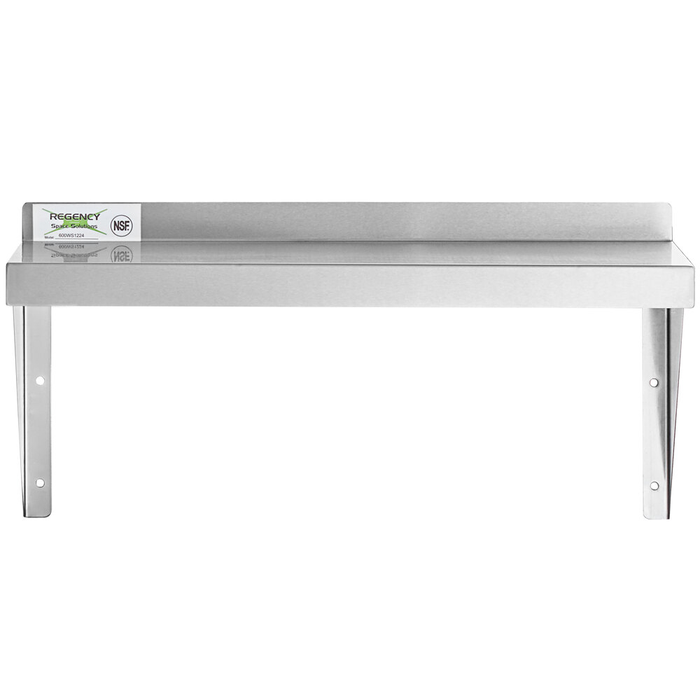 Regency 18 Gauge Stainless Steel 12" x 24" Solid Wall Shelf
