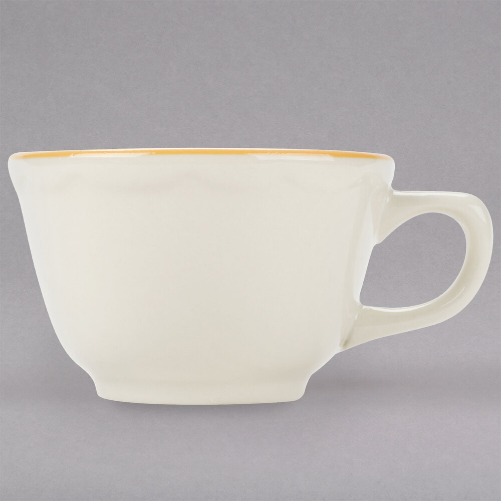 7 oz. Seville Ivory (American White) Scalloped Edge China Cup With Gold ...