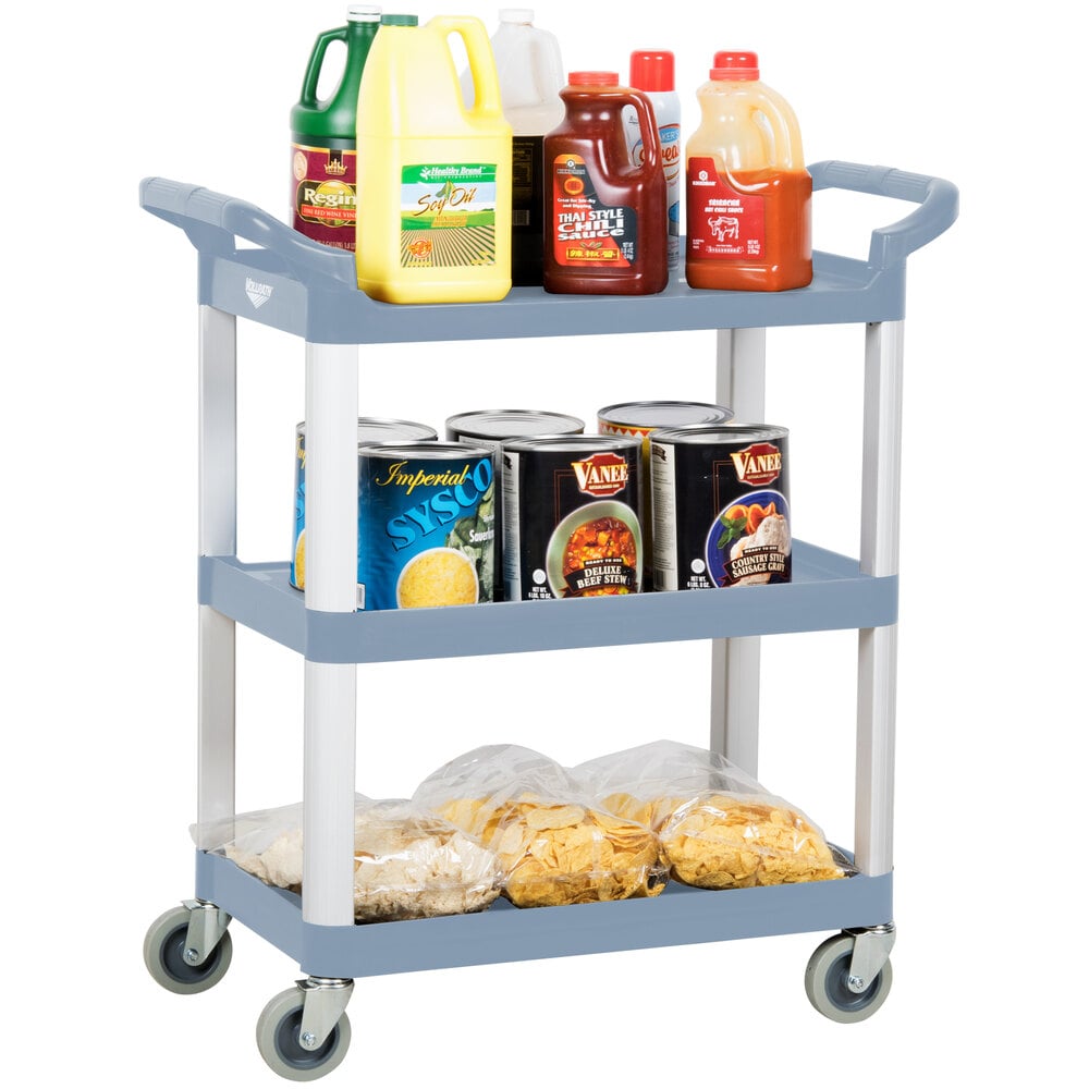 Vollrath 97005 Gray Multi-Purpose Utility Cart with Three Shelves