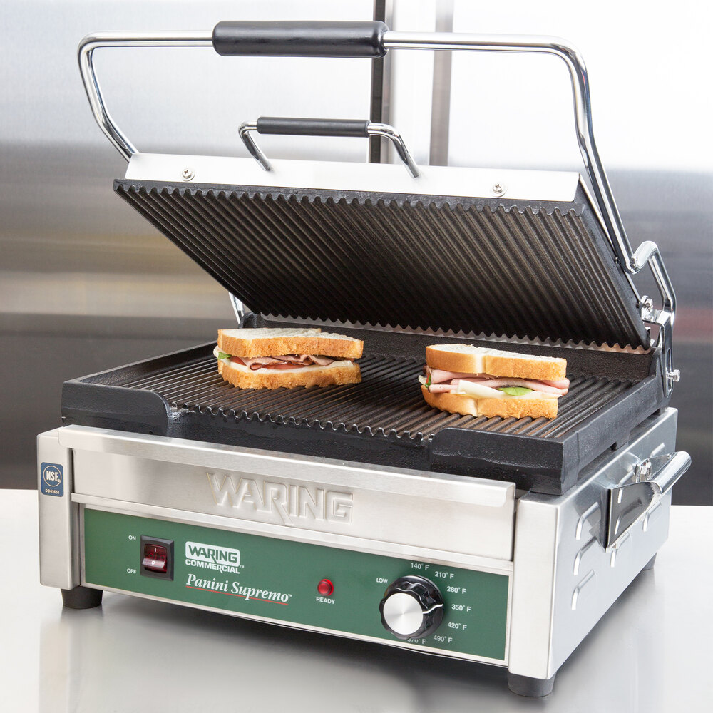 Waring WPG250B Panini Supremo Grooved Top & Bottom Panini Sandwich ...