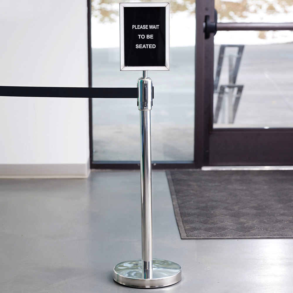 Stainless Steel Crowd Control / Guidance Stanchion Sign Frame - 8 3/4 ...