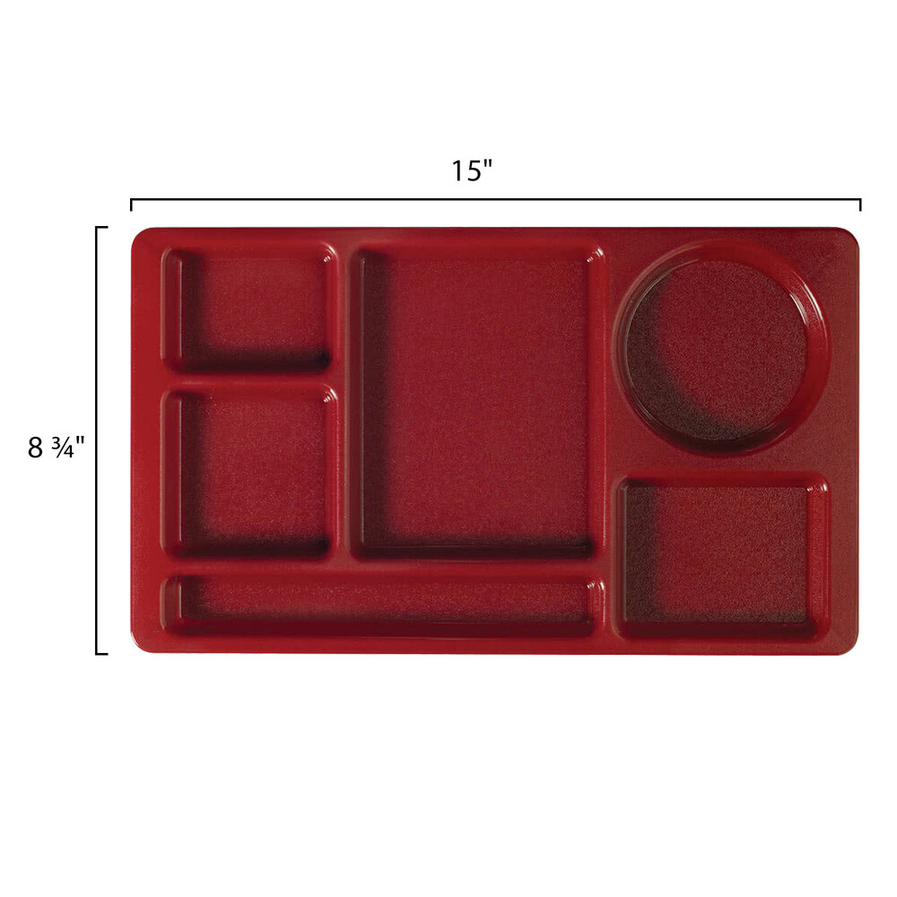 Cambro 915CW416 Camwear (2 x 2) 8 3/4" x 15" Cranberry 6-Compartment ...