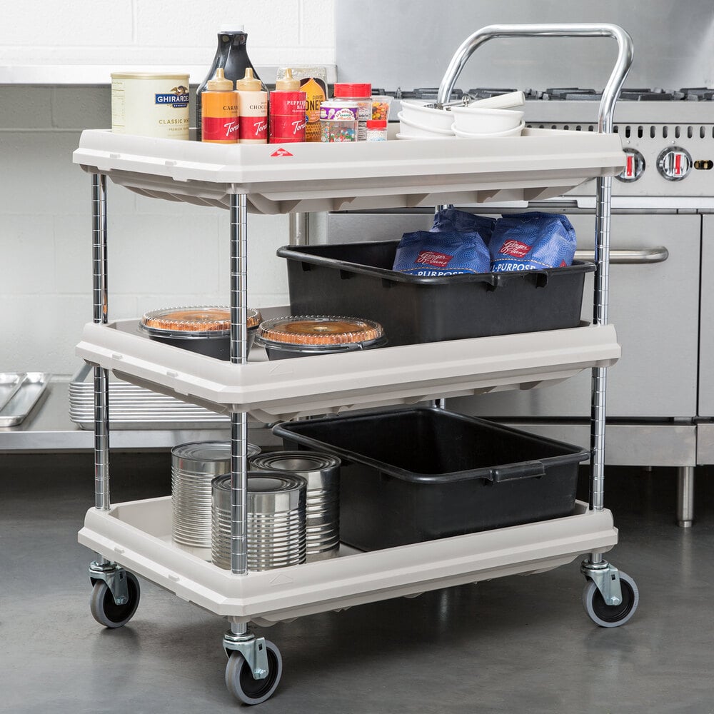 Metro BC2030-3DG Gray Utility Cart with Three Deep Ledge Shelves - 32 3 ...
