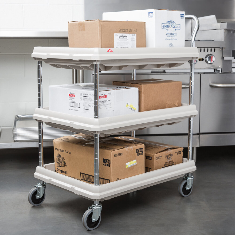 Metro BC2030-3DG Gray Utility Cart with Three Deep Ledge Shelves - 32 3 ...