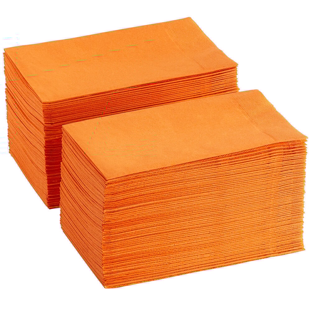 Orange Paper Dinner Napkin, Choice 2-Ply, 15" x 17" - 125/Pack