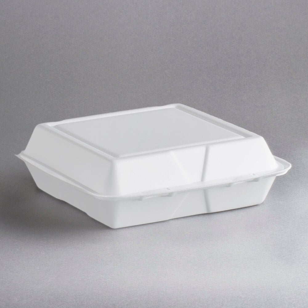 Dart 95HT1R 9 1/2" x 9" x 3" White Foam Square Take Out Container with ...