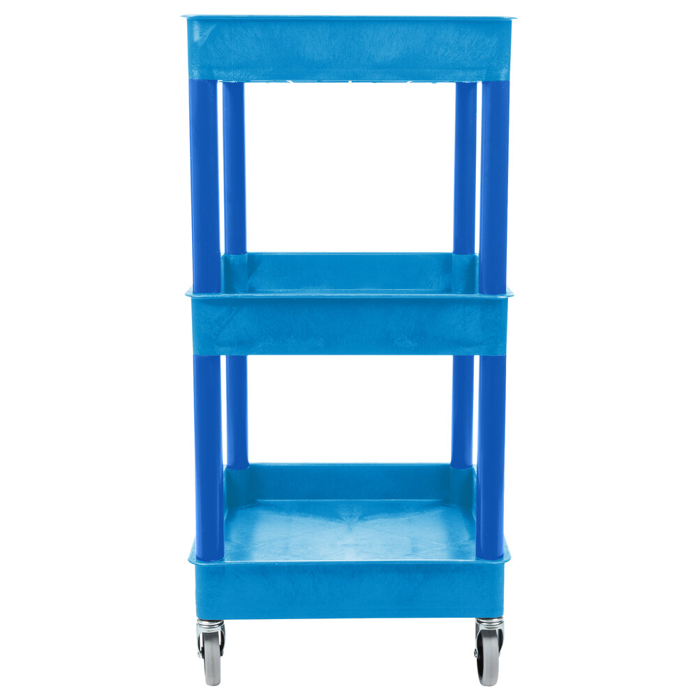 Luxor BUSTC111BU Blue 3 Tub Utility Cart - 18" x 24" x 38 1/2"