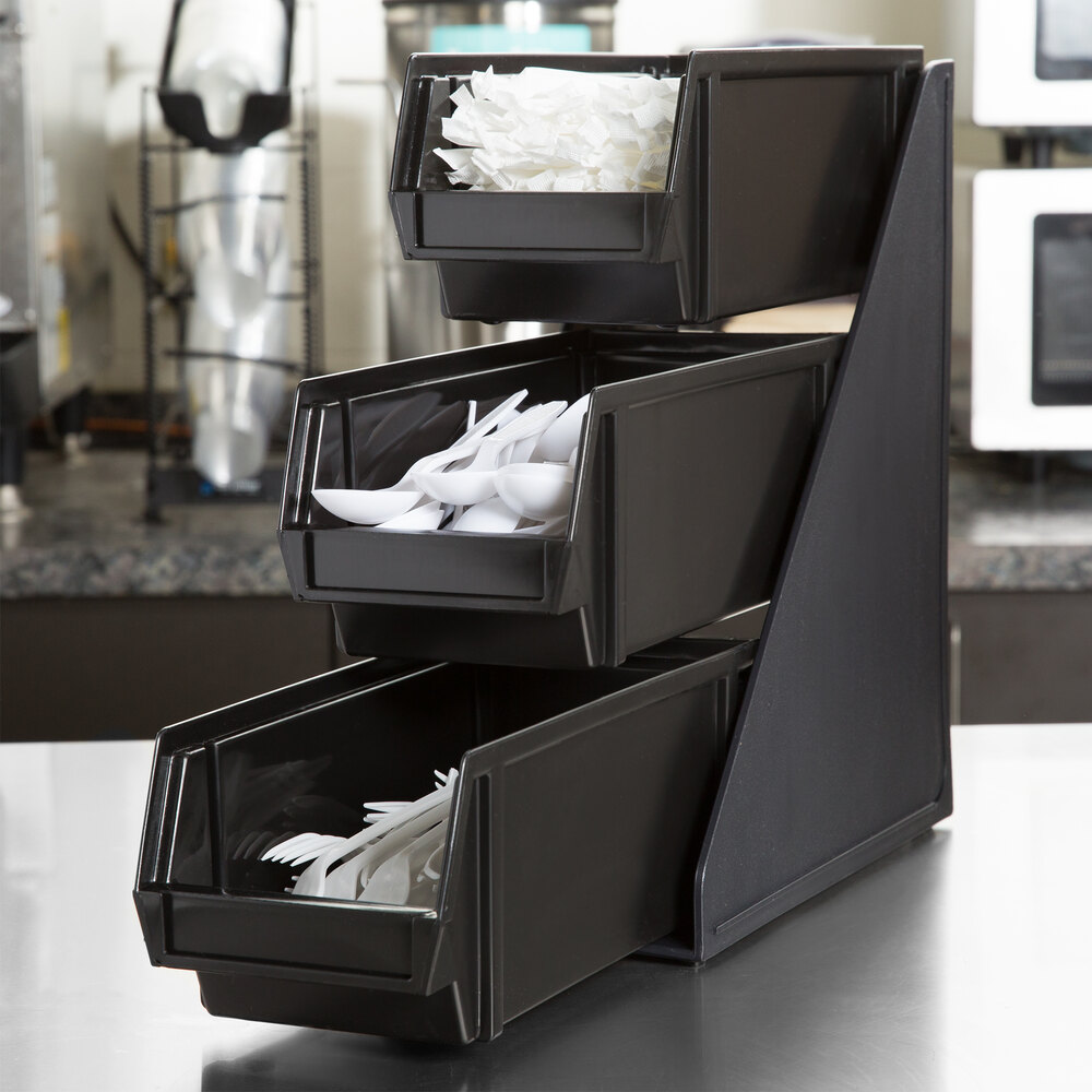 Cambro 12RS12110 Versa Black Self Serve 3-Tier Condiment Stand With 12